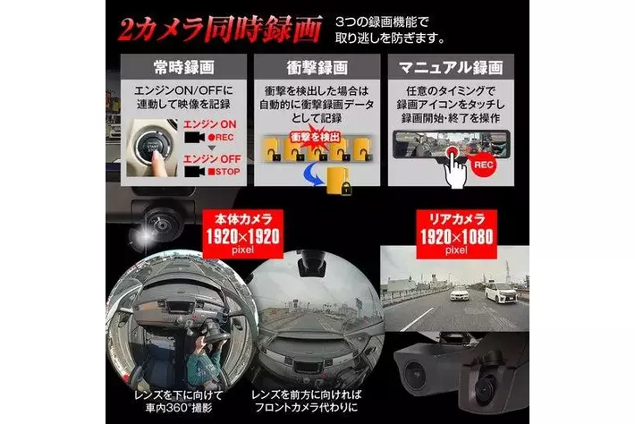 MAXWINの新製品360°カメラ+超滑らか60fpsリアカメラのデジタルインナーミラーが先着50名限定で3000円OFFのキャンペーンを実施！(画像ギャラリー No.4) | 【業界先取り ...